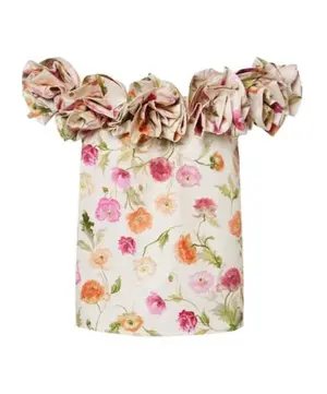 Carolina Herrera Floral-appliqué Off-shoulder Cotton-blend Top - White