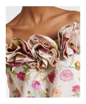 Carolina Herrera Floral-appliqué Off-shoulder Cotton-blend Top