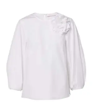 Carolina Herrera Floral-appliqué Cotton-blend Blouse