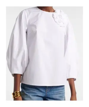Carolina Herrera Floral-appliqué Cotton-blend Blouse
