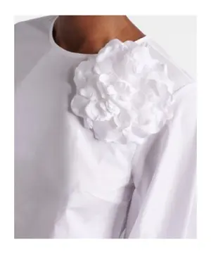 Carolina Herrera Floral-appliqué Cotton-blend Blouse