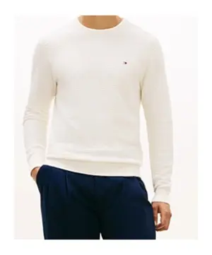 Tommy Hilfiger Textured Knit Crew Neck Jumper