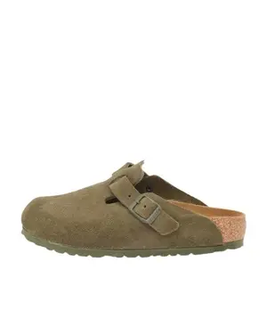 BIRKENSTOCK Suede Leather Slip-on Slippers - Brown