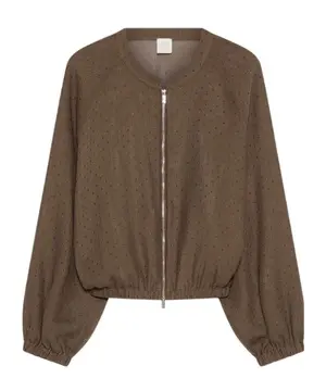 Marella Oversized Bomber Jacket With Micro-rhinestone Detail - Brown