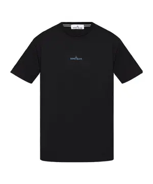 Stone Island Logo Printed Crewneck T-shirt - Black