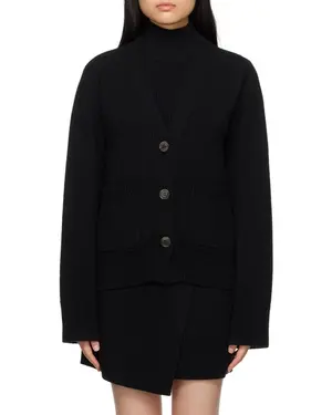 LISA YANG Shoulder Rib Knitted Cardigan