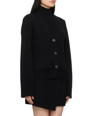LISA YANG Shoulder Rib Knitted Cardigan