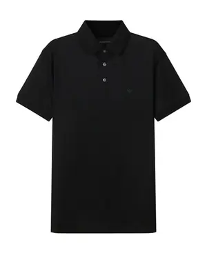 Emporio Armani Logo Printed Short-sleeved Polo Shirt - Black