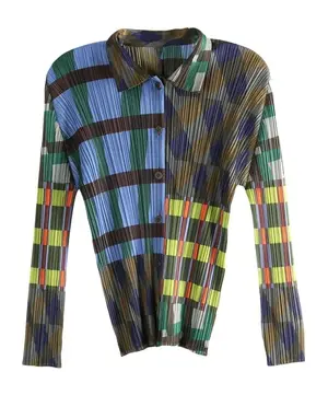 Issey Miyake Geometric Print Pleated Shirt