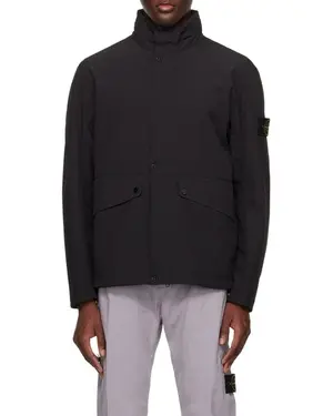 Stone Island Logo Patch Hooded Jacket - Black