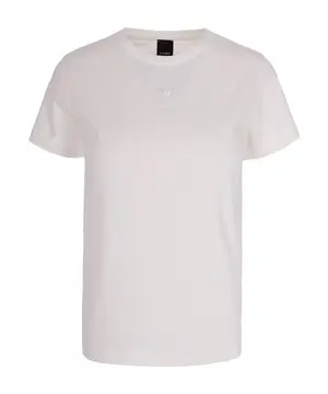 Pinko Logo Embroidered Crewneck T-shirt - White