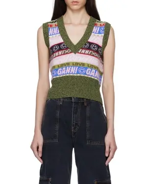 GANNI Graphic V-neck Vest