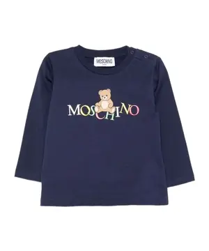 Moschino Teddy-print Long-sleeve Top - Blue