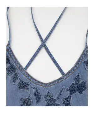 Ermanno Scervino Embroidered Denim Maxi Dress