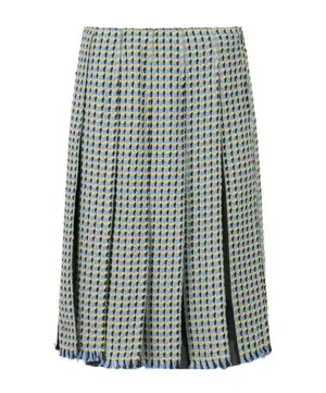 Marni Blue Cotton Tweed-effect Pleated Skirt - Sky