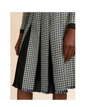 Marni Blue Cotton Tweed-effect Pleated Skirt