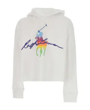 Polo Ralph Lauren Cropped Hoodie With Rainbow Logo