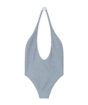 DIESEL® Allie-d-core Houndstooth Plunge Halterneck One-piece Swimsuit - Grey