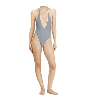 DIESEL® Allie-d-core Houndstooth Plunge Halterneck One-piece Swimsuit