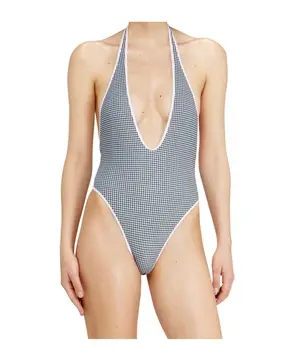 DIESEL® Allie-d-core Houndstooth Plunge Halterneck One-piece Swimsuit