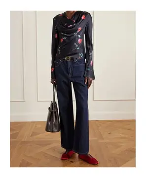 GANNI Floral Printed Satin Blouse