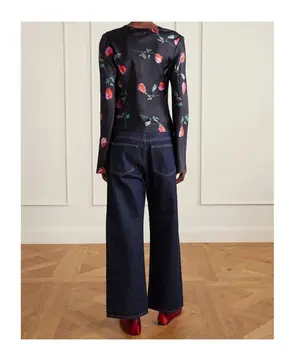 GANNI Floral Printed Satin Blouse