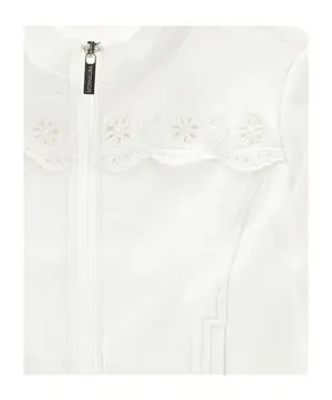 Monnalisa Floral Lace Detail Zip-up Sweatshirt