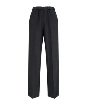Aspesi Elasticated Straight-leg Trousers - Black