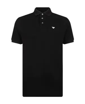 Emporio Armani Logo Lapel Polo Shirt - Black