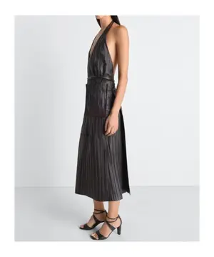 LEMAIRE Pleated Leather Apron Dress