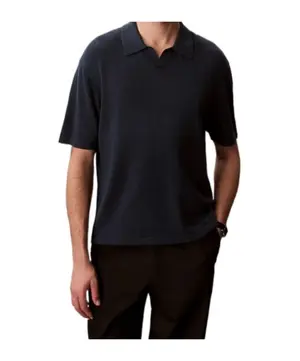 Calvin Klein Linen Blend Open Collar Polo Shirt