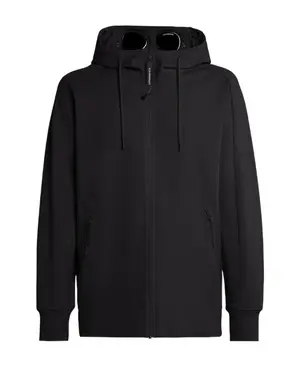 C.P. COMPANY Logo-printed Drawstring Zip-up Hoodie