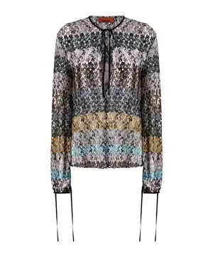 Missoni Embroidered Lace Crew Neck Blouse