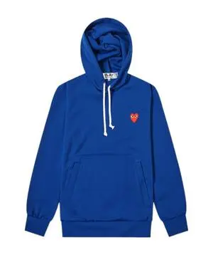 Play Comme Des Garcon Logo Hooded Sweater - Blue