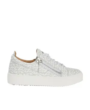 GIUSEPPE ZANOTTI Frankie Monogram Lace-up Sneakers - White