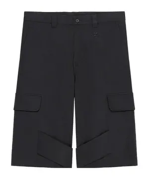 COURREGES Cargo-pocket Cotton Shorts - Black