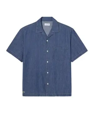 Lacoste Relaxed Fit Open Neck Denim Shirt - Blue