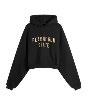 Fear Of God Logo Hooded Sweater - Black
