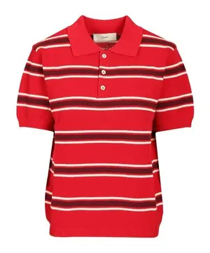 DUNST Short-sleeve Knitted Polo Shirt - Red