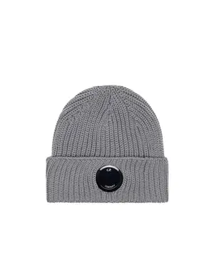 C.P. COMPANY Ribbed Cotton Beanie Hat - Grey