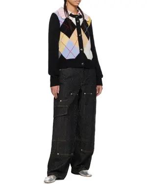 GANNI Argyle Crew Neck Cardigan
