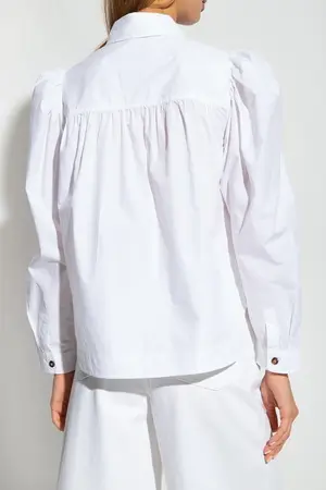 GANNI Puff-sleeved Poplin Shirt