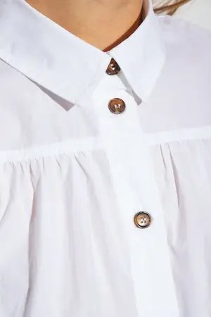 GANNI Puff-sleeved Poplin Shirt