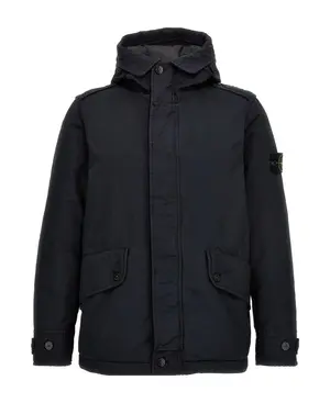 Stone Island High-neck Hooded Jacket - Blue