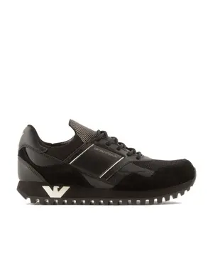 Emporio Armani Panelled Logo-print Sneakers - Black