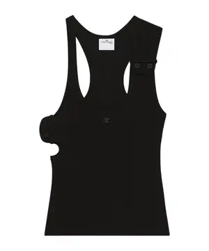 COURREGES Courrèges 90's Ribbed Cut-out Detailed Tank Top - Black