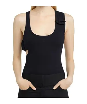 COURREGES Ribbed Cut-out Detailed Tank Top