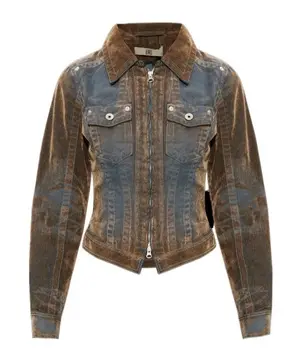 KNWLS Velvet Finish Denim Jacket - Green
