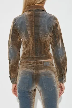 KNWLS Velvet Finish Denim Jacket
