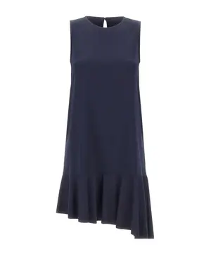KAOS Asymmetric Ruffled Hem Dress - Blue